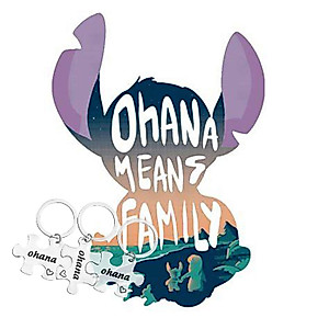 TGBJE Ohana Puzzle keychain set Ohana Means Family Keychain for Best Friend,Family (3 ohana set)
