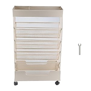 6 Tier Metal Movable Bookshelf, Large Capacity Metal Rolling Bookshelf Cart with Wheels, Rolling Organization Shelf Practical Rolling Utility Cart for Office Classroom