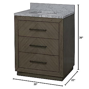Avery 30-inch Bathroom Vanity (Carrara/Gray Oak): Includes Gray Oak Cabinet with Stunning Carrara Marble Countertop and White Ceramic Sink