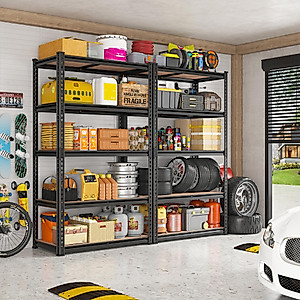 REIBII 2020LBS Storage Shelves 5 Tier Garage Shelving Heavy Duty 72" H x 35.55" W x 16" D Adjustable Metal Shelving Unit for Garage Shelves Utility Rack Shelf for Basement Pantry Closet Shelves,Black