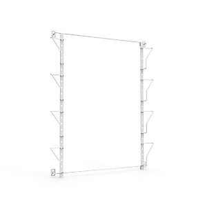 FixtureDisplays® Up to 19.75" Wide 4-Pocket Adjustable Display Rack, Wall Mounted Greeting Post Card Christmas Holiday Card Holders White Bars Silver Pockets 11608-WHITE-SINGLE-NPF-SL