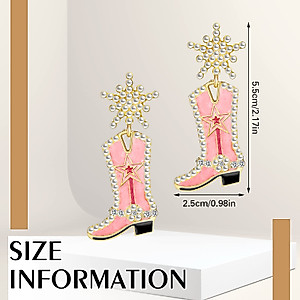 4 Pairs Beaded Boot Earrings Cowgirl Cowboy Earrings Country Y2k Western Jewelry Rhinestone Beads Shoes Dangle Drop Earrings for Women Halloween Party(Snowflower)