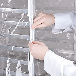 Made in USA. High quality Long-lasting use Vinyl COVER, Bakery Food Pan Sheet Rack Transparent COVER, size: 23"W x 28"L x 61"H, Long-lasting use Durable Clear Vinyl, with 3 Zippers.