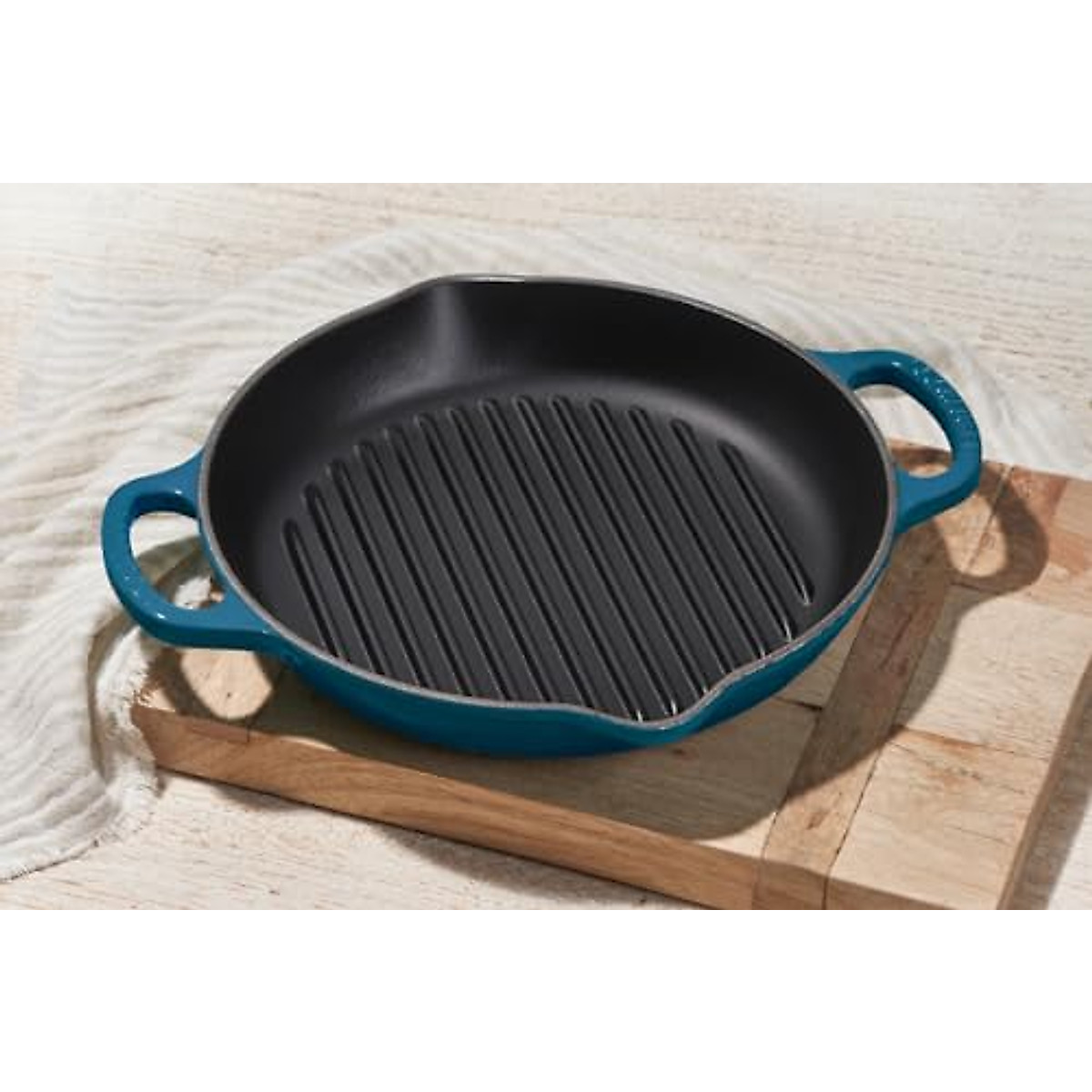 Le Creuset Enameled Cast Iron Signature Deep Round Grill, 9.75", Deep Teal