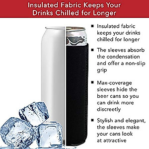 Neoprene Slim Can Cooler Sleeve White Claw - 12 oz Tall Slim Cans Iced Coffee, Michelob Ultra, Red Bull, Spiked Seltzer, Truly- Blank Neoprene Can Cooler (6 Pack | Multicolor Blank)