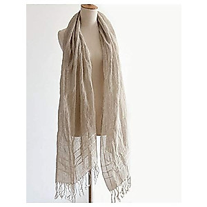 Jeelow Lightweight Cotton Scarf Scarfs For Women Shawls And Wraps Scarves For Men (Linen Stripe)
