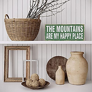 Barnyard Designs 'Mountains' Wooden Box Sign Motivational Desk Decor, Primitive Decor Office Desk Decorations for Women Office Bathroom Shelf Decor Inspirational Desk Decor, 12x5