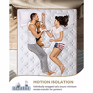 BedStory King Mattress - Made in USA - 14 Inch Hybrid Mattress Medium Feel, Individually Wrapped Coils for Pressure Relief & Motion Isolation, 80”x76”x14”