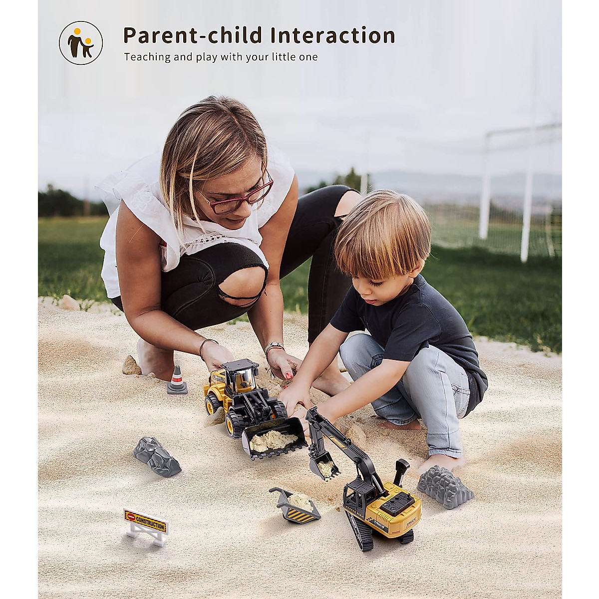 Construction Toys Excavator for Kids, Geyiie Toys Truck Excavator Tractors for Boys Girls 3-5 4-7 8-12 Year Old Kids, Birthday Gift