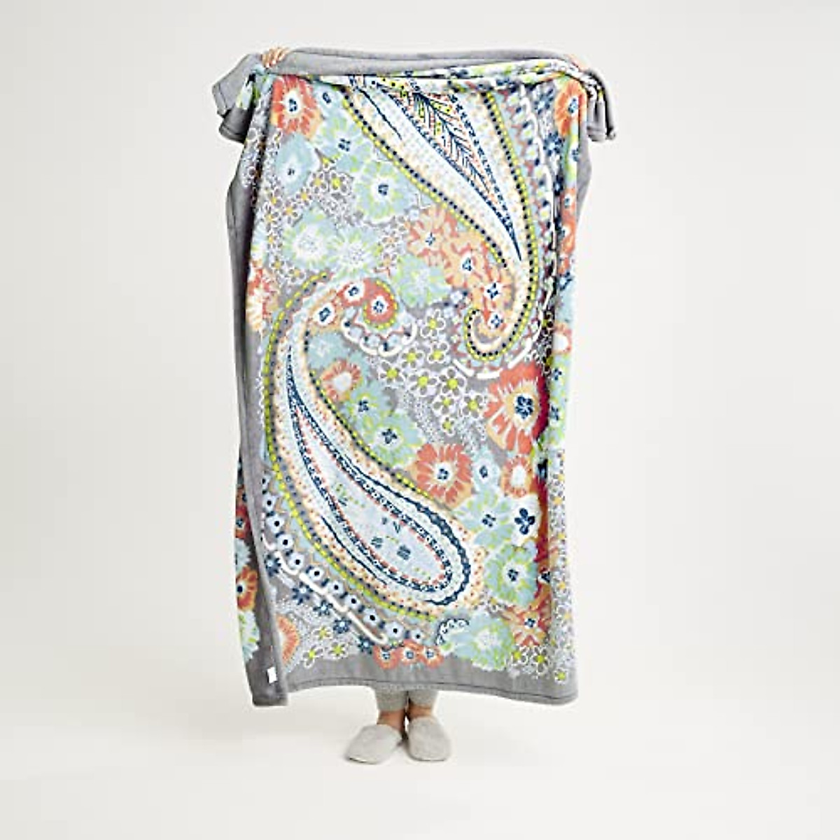 Vera Bradley Women's Fleece Plush Throw Blanket, Citrus Paisley, 80 X 50