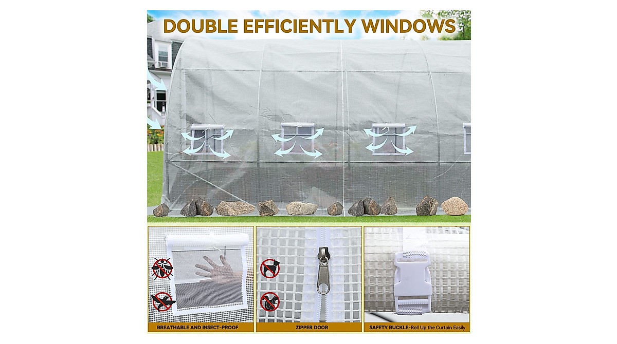 YITAHOME 26'x10'x7' Heavy Duty Greenhouses Large Walk-in Greenhouse ...