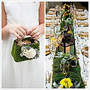 Farmoo Moss Table Runner, Preserved Moss Mat for Crafts Wedding Party Decor (12" x 71" Moss Roll)