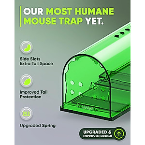 Motel Mouse Humane Mouse Traps No Kill Live Catch and Release 4 Pack - Reusable, Easy to Use & Clean, No Touch Release, Sensitive Includes Cleaning Brush, Instruction Manual & Video - Mousetrap Indoor