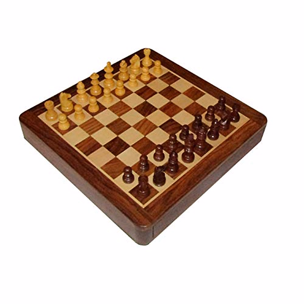 Wooden Folding Chess Magnetic Checker Set for Kids and Adults - Travel Portable Indoor Board Game Sets 10X10 by GIYANA