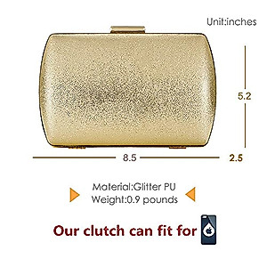 BENCOMOM Women's Gold Clutch,Gold Evening Clutch Purses For Women Evening Gold Clutch Bags Shoulder Crossbody Handbags Bridal Prom Wedding Party gold Purse With Detachable Chain