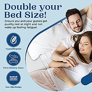 FeelAtHome Premium 12" Bed Bridge (NO-Wedge Design) | Twin XL to King Bed Converter Kit with Double Straps| Extra Wide Memory Foam - Anti-Sink & Non-Slip | Mattress Connector for Guests Stayovers