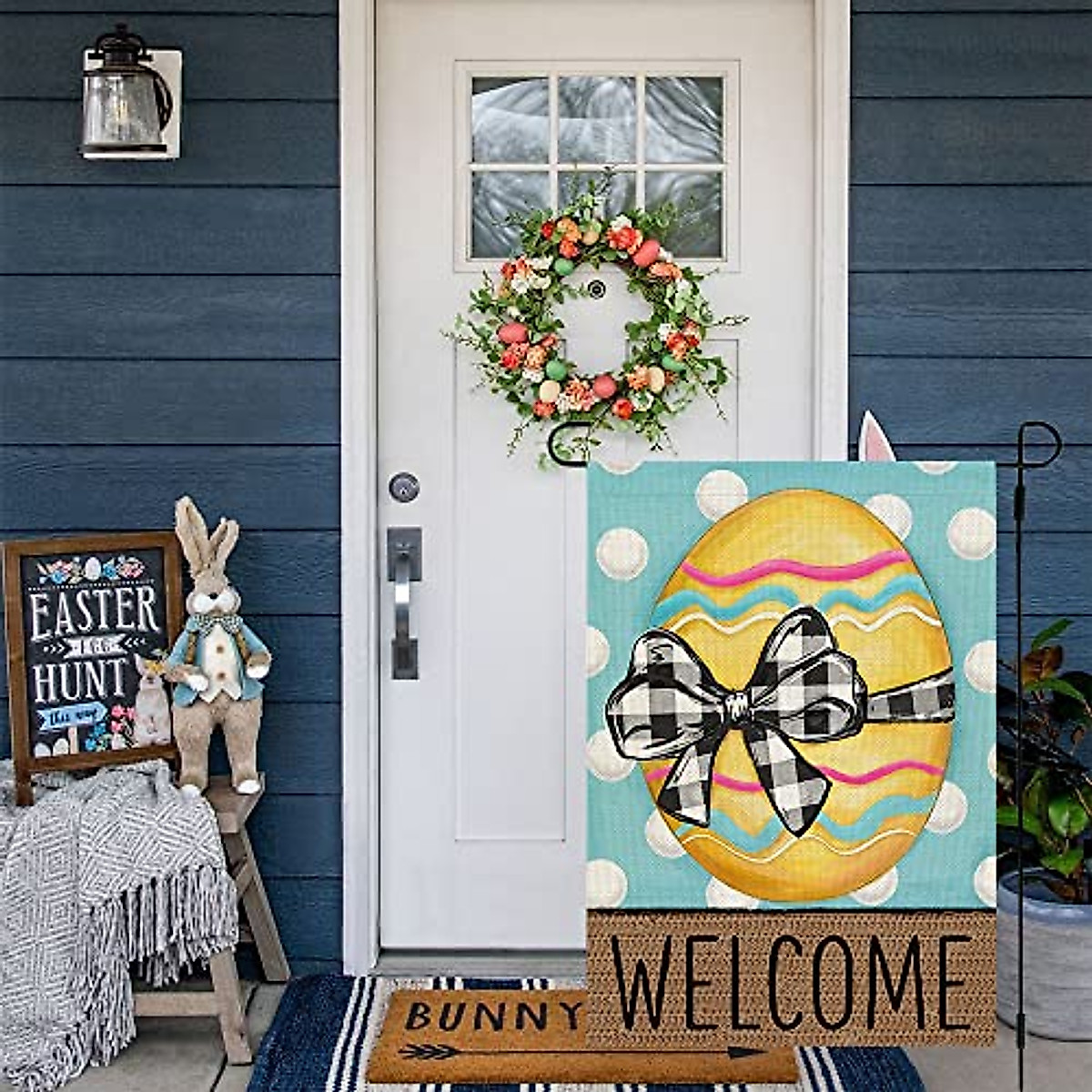 CROWNED BEAUTY Easter Egg Garden Flag 12x18 Inch Double Sided for Outside Burlap Small Polka Dots Yard Holiday Decoration CF709-12