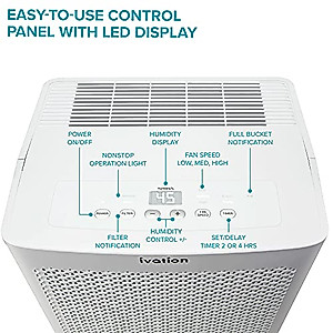 Ivation 4,500 Sq. Ft Energy Star Dehumidifier, Large Capacity Compressor De-humidifier for Extra Big Rooms and Basements w/Continuous Drain Hose Connector, Humidity Control, Auto Shutoff and Restart