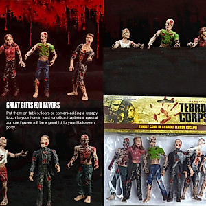 Lynkaye 6 Pcs Zombie Dolls Action Figures Toys Walking Dead Toys Terror Corpse Articulated Joints Miniature Model for Halloween Party Decorations As Gifts for Kids Toys