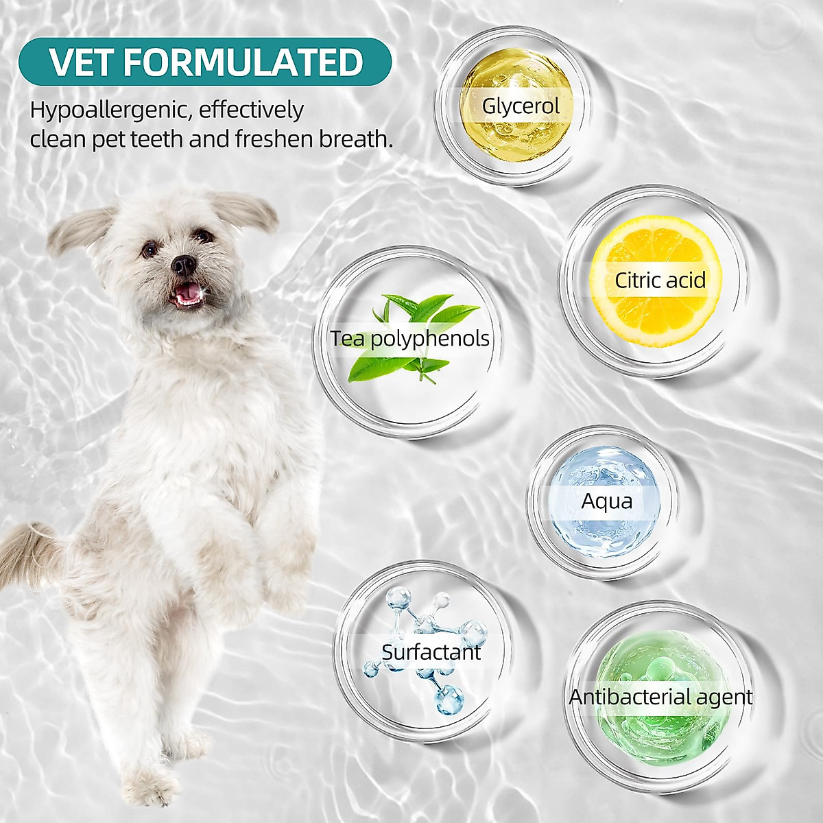 OKAMMY Dog Teeth Cleaning Dental Wipes - Reduces Plaque & Freshens Breath Finger Wipes, Disposable Gentle Cleaning & Gum Care Pet Wipes - 50 PCS