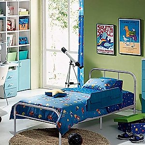 Voilamart Twin Bed with Storage,Twin Metal Bed Frame with Headboard and Footboard, Silver Grey Metal Platform Bed Frame No Box Spring Needed,Twin Bed Frames for Kids