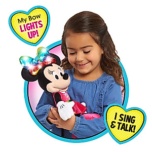 Disney Junior Minnie Mouse Sparkle & Sing 13-inch Feature Plush, Officially Licensed Kids Toys for Ages 3 Up by Just Play