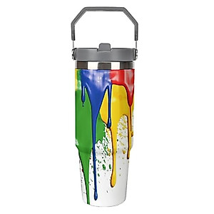 SYJTGDE Large Capacity Car Cup Paint Splatter Backdrop Fashionable Upgrade Car Cup Advanced And Beautiful Travel Cup