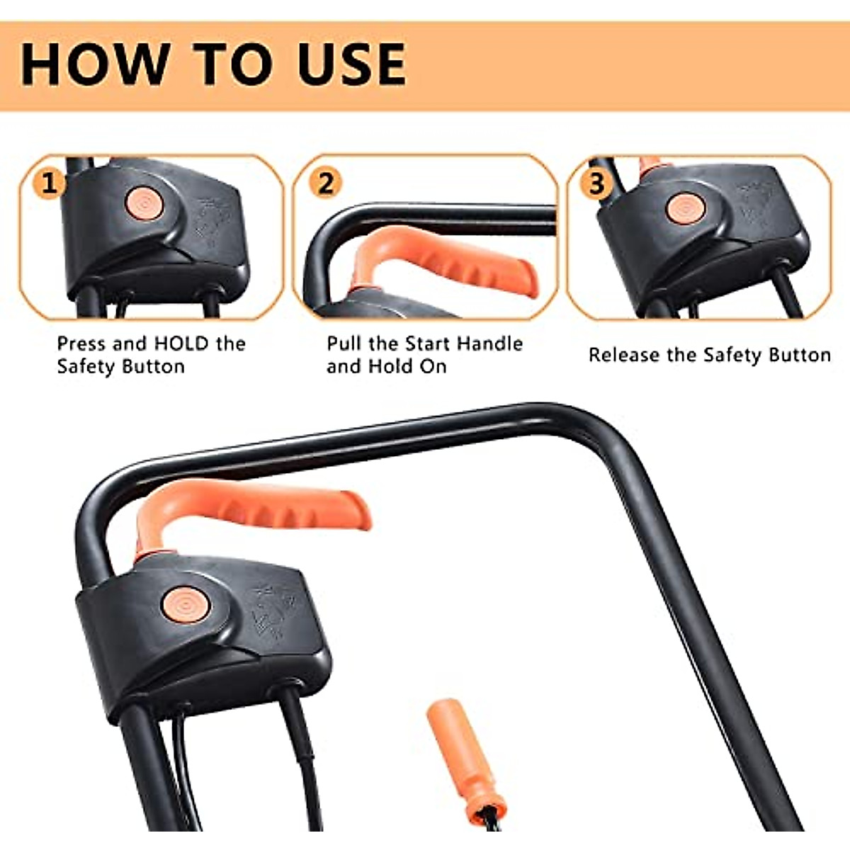 Kapoo Snow Thrower, 18 Inch Electric Snow Blower, Steel Auger, 180° Rotatable Chute and Overload Protection, 13 Amp, Black & Orange bb14