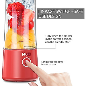 Mulli Portable Blender,USB Rechargeable Personal Mixer for Smoothie and Shakes, Mini Blender with Six Blades for Baby Food,Travel,Gym and More