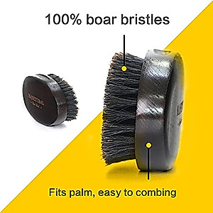 MANETURAL Beard Comb & Beard Brush Set for Men Dual Action Natural Wooden Beard Comb and Natural Boar Bristle Brush Great for Grooming Beard & Mustaches Scissors Gifts for Men Him