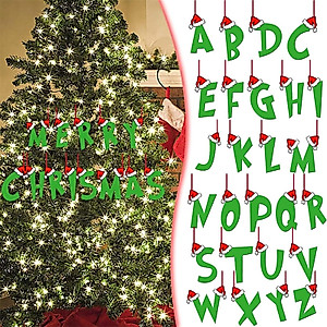 Christmas Decorations Ornaments Letter Hanging Alphabet Xmas Cartoon Decorative Home Pendant Gift Green Outdoor Indoor Fun Mini for Christmas Tree Farmhouse Party 2023 Deals