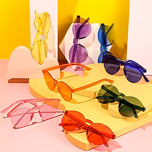 8 Pairs Rimless Sunglasses Colored Glasses Round Frameless Sunglasses Transparent Tinted Glasses Candy Color Sunglasses for Women Girls