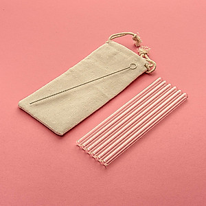 Simplifi It Clear Glass Cocktail Straw Set with Nylon Cleaning Brushes (8 PC.) - SI-SGL6-8C