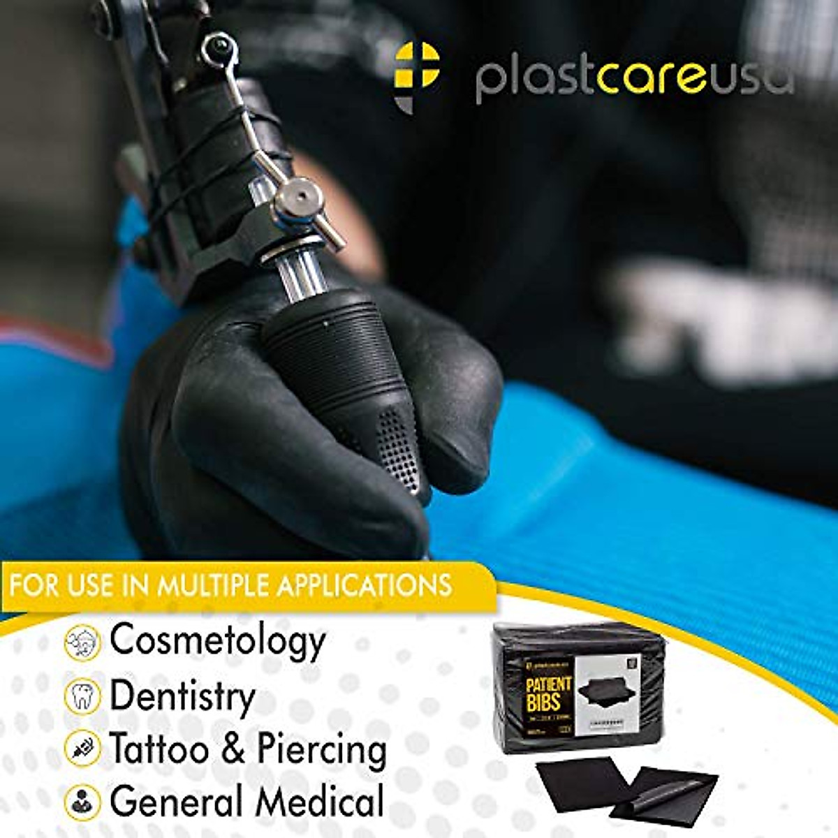 Disposable Dental Bibs 13"x18" - 3 Ply Waterproof Tattoo Bib Sheet for Patients - Dentist or Medical Tray Cover and Nail Table Cover Supplies, Pink