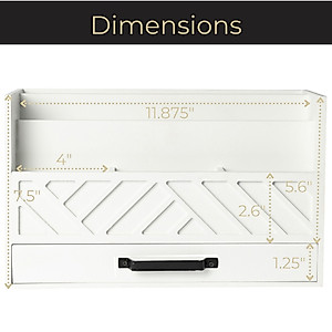 White Wood Desk Organizers and Storage with Drawer - Bill Mail Organizer and Mail Holder for Countertop and Kitchen - Desk Accessories & Workspace Organizers by Blu Monaco