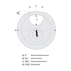 ABUS Diskus 20/80 Heavy Duty Stainless Steel Disk Padlock - Rustproof Circle Storage Lock with 7/16" Shackle - Made in Germany - Keyed Different