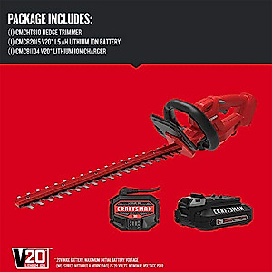 CRAFTSMAN V20 Cordless Hedge Trimmer, 20 inch, Battery and Charger Included (CMCHT810C1)