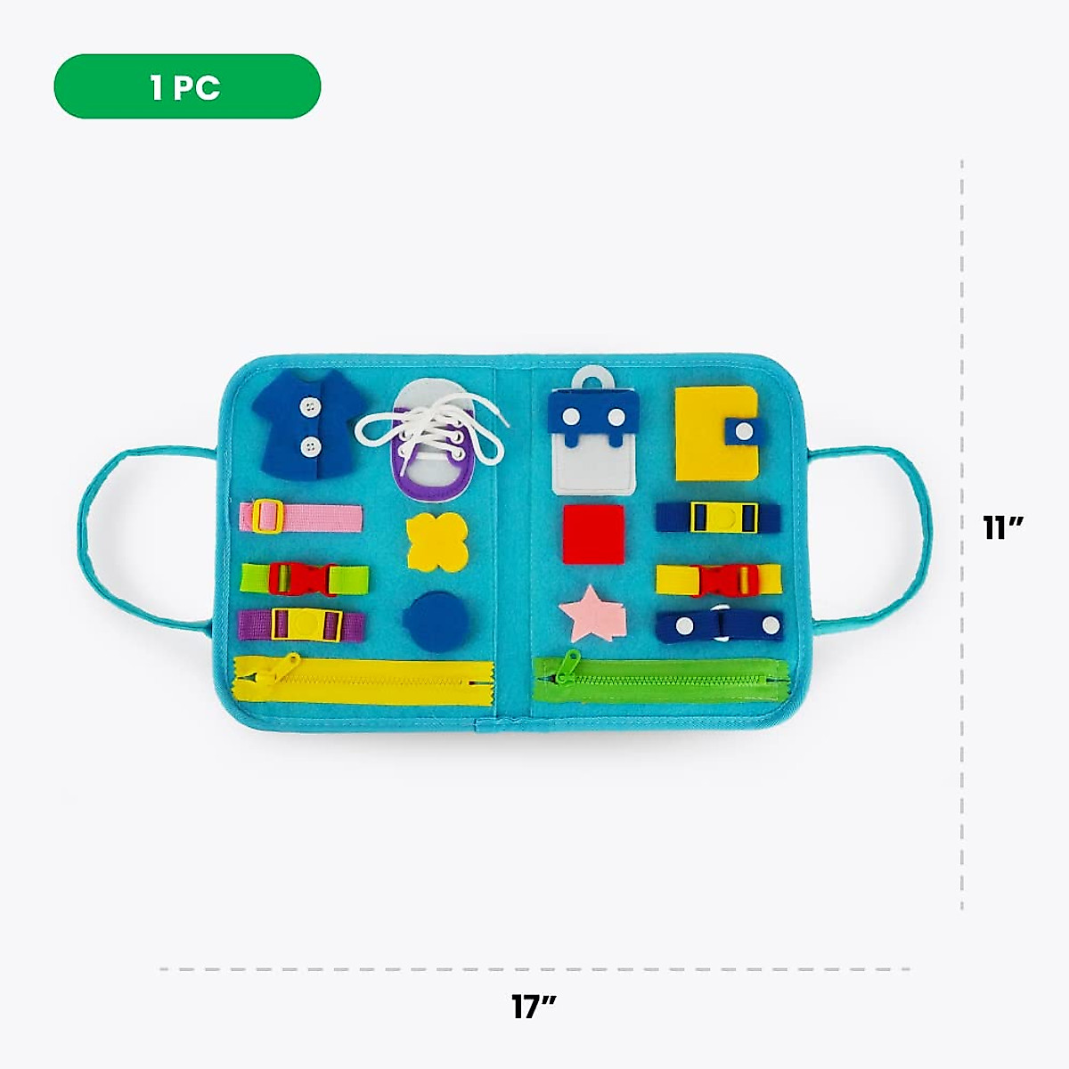 Boley Felt PLAYBOARD: Foldable Felt Busy Board with Fidget Activities for Kids | Montessori Educational Busy playboard with latches, Buckle for Learning Motor Skills and Sensory Activities | Ages 2+