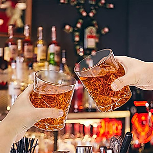 Youeon Set of 6 Crystal Whiskey Glasses, 10 Oz Old Fashioned Glasses, Rocks Glasses, Bourbon Glasses, Rum Glasses, Scotch Glasses, Clear Drinking Glasses for Cocktails Tequila Rum Liquor Rye and More