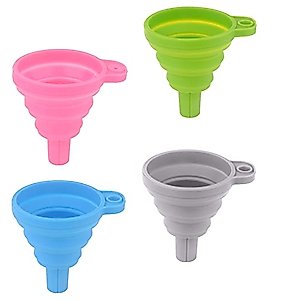 Funnels for Filling Bottles, Kitchen Funnel, Funnels for Kitchen Use, Food Grade Silicone Collapsible Funnel, Small Funnels for Filling Water Bottle Liquid Powder Transfer (4 Pack)