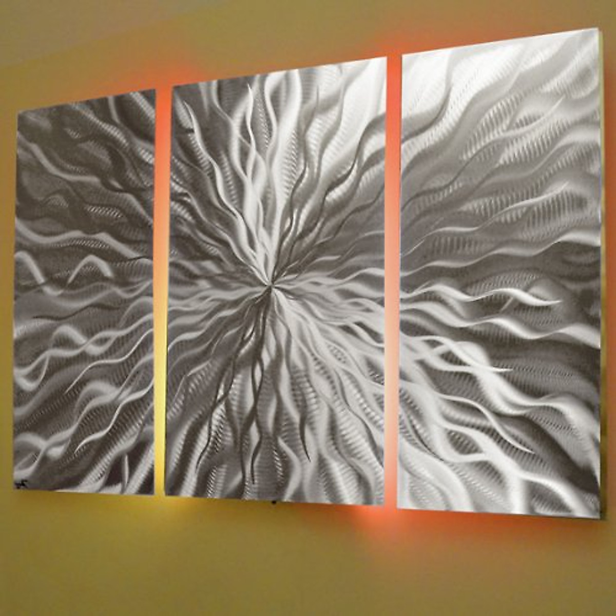 DV8 Studio Cosmic Energy, LEDSP 3 Panel Color Changing LED Modern Abstract Metal Wall Art Sculpture Painting Decor RGB