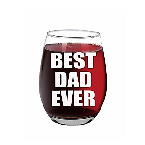 Best Dad Ever Wine Glass, Father's Day Stemless Wine Glass for Dad, Husband, New Dad, Grandpa, Gifts for Father's Day Birthday from Daughter Son Kids, Great Father's Day Christmas Gifts