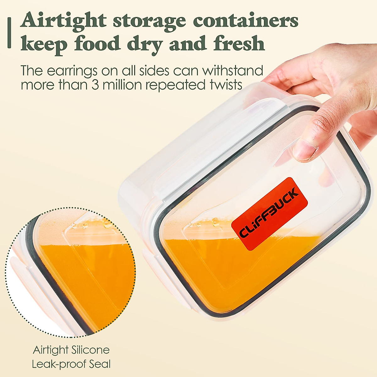 CLIFFBUCK 14 Pack Food Storage Containers With Lids Airtight Dry Plastic Kitchen Containers For Pantry Organizing Canisters BPA-Free