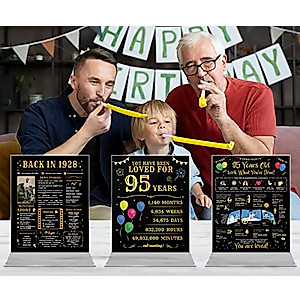 [Set of 3] 95th Birthday Decorations - 95th Birthday Gifts for Women or Men - Funny 95 Years Old Birthday Party Supplies for Parents - Birthday Gift Ideas for Her or Him - Back in 1928 Poster [Unframed 8x10]