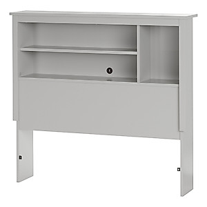 South Shore 39" Reevo Bookcase Headboard, Twin, Soft Gray
