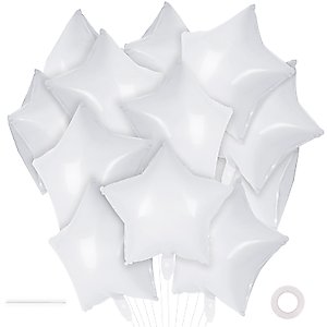 20 Pcs Star Balloons,18 Inch White Star Foil Balloons,Star Shaped Balloons Mylar Balloons Helium Balloons for Birthday Party Anniversary Wedding Baby Shower Decorations (White)