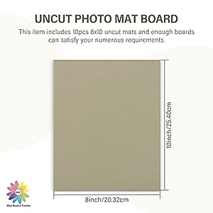 Mat Board Center, 10 Pack 8x10 Picture Backing Boards, Middle Grey Uncut Matt Boards, Ideal for Pictures/Prints/Frames/Arts