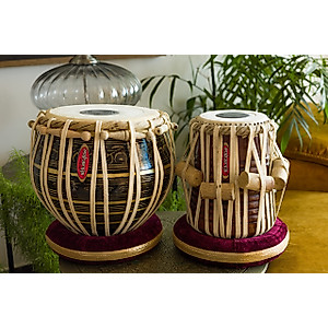 MAHARAJA Tabla Drum Set - Buy 3KG Black Brass Bayan, Finest Dayan, Hammer, Cushions & Cover PDI-EA