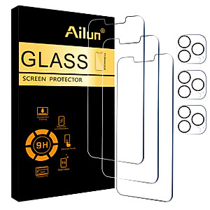 Ailun 3 Pack Screen Protector for iPhone 13 Pro Max [6.7 inch] Display 2021 with 3 Pack Tempered Glass Camera Lens Protector,[9H Hardness]-HD Case Friendly【6Pack】