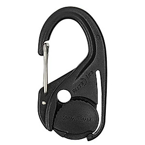 Nite Ize CamJam XT Aluminum Rope Tightener & NCJ-25-2R3 CamJam Tie Down Rope Tightener with Carabiner Clip, 2-Pack with Cord, Black, 2 Count